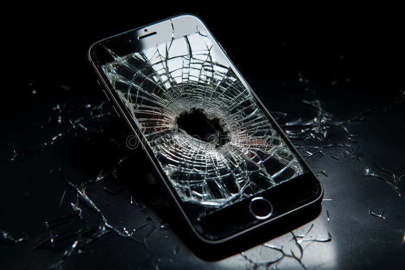 A Detailed Shot of a Cracked Smartphone Screen Stock Image - Image of ...