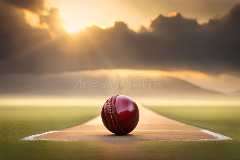 A Detailed Shot of a Cricket Ball Just before it Hits the Stumps Stock ...