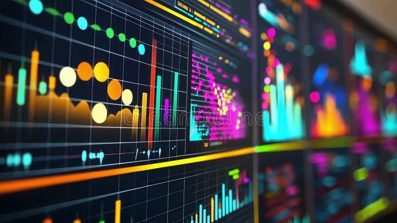 A Detailed Shot of a Data Analytics Workstation Featuring Multiple ...