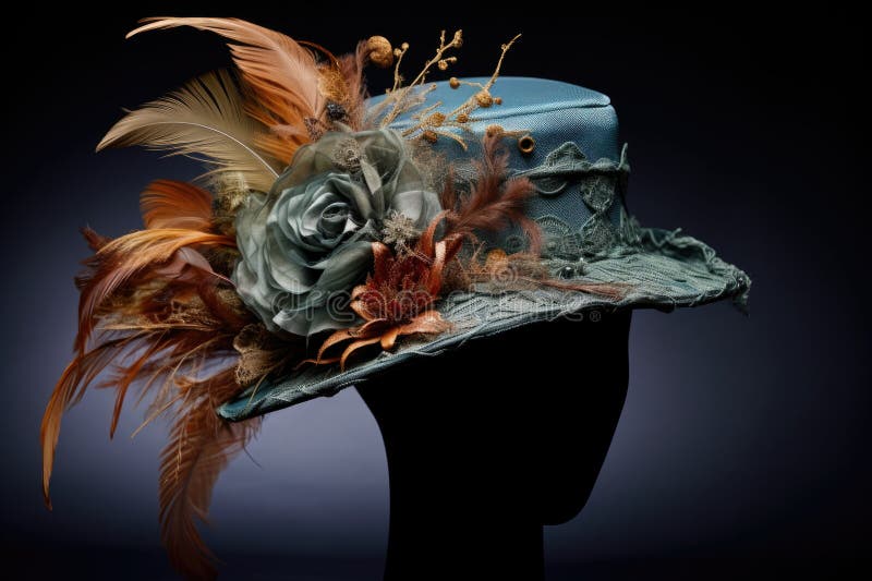 A Detailed Shot of a Designer Hat with Feathers and Lace Stock Image ...
