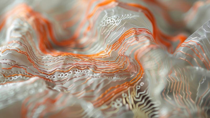 A Detailed Shot of a Fabric Swatch with a Complex Circuit Pattern ...