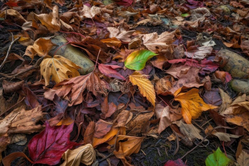 Detailed Shot of Fallen Leaves, with Different Colors and Textures ...