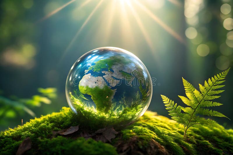 Globe of Earth Resting on Moss Symbolizing Environment and the ...