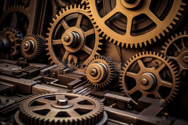 Detailed Shot of Gears and Cogs in a Machine Stock Illustration ...