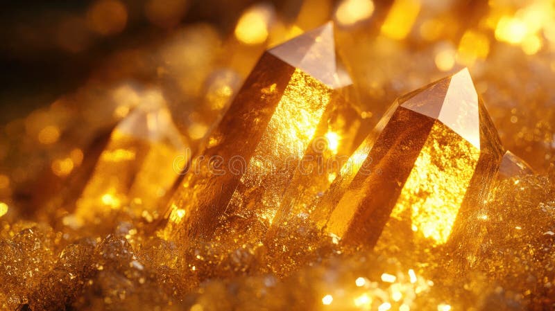 A Detailed Shot of Gold Crystals Stock Photo - Image of detail ...