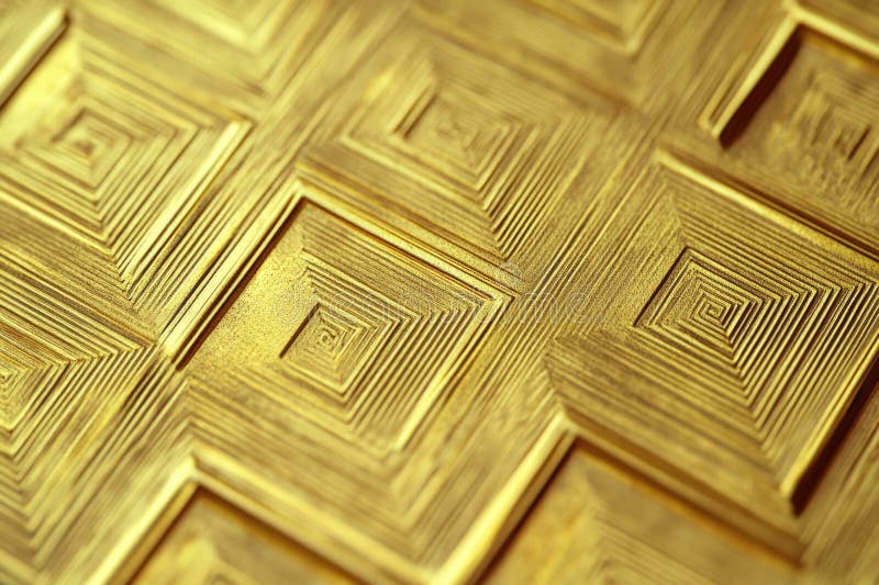 A Detailed Shot of a Golden Tile with Intricate Patterns and Textures ...