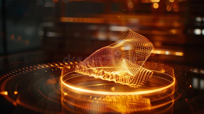 A Detailed Shot of a Holographic Projection in Progress Displaying a ...