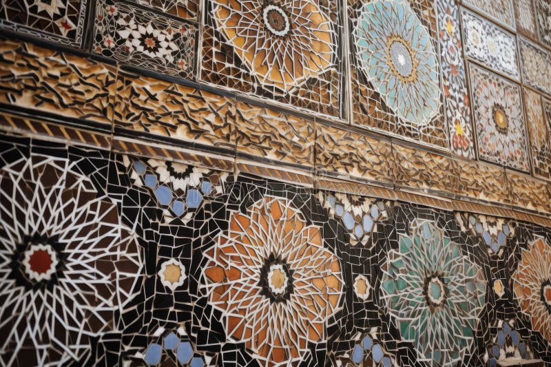 Detailed Shot of Intricate Tile Pattern on Wall Stock Illustration ...
