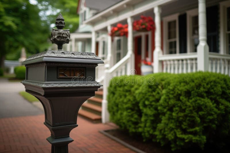 Detailed Shot of a Mailbox in Front of a Dutch Colonial House Stock ...
