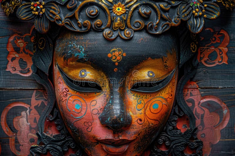 Detailed Shot of a Mask Hanging on a Wall, Suitable for Interior Design ...