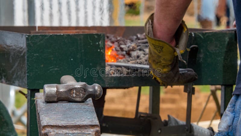 Detailed Shot of Metal Being Worked at a Blacksmith Forge Stock Photo ...