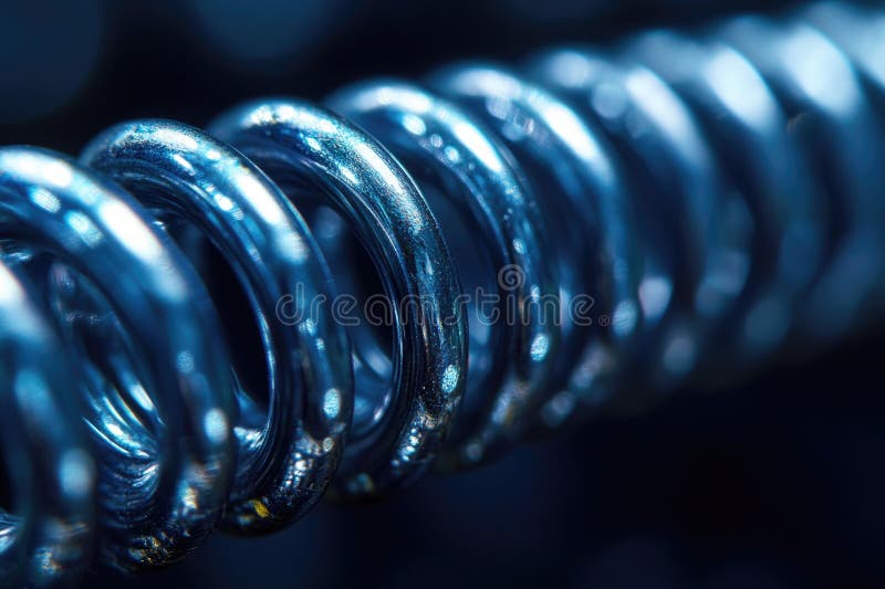 A Detailed Shot of a Metal Spring S Coils and Structure Stock Image ...