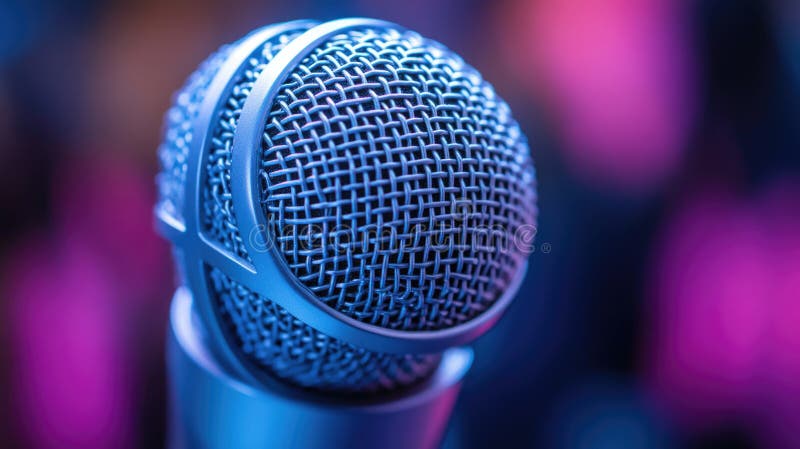 A Detailed Shot of a Microphone with Blurred Surroundings Stock Image ...