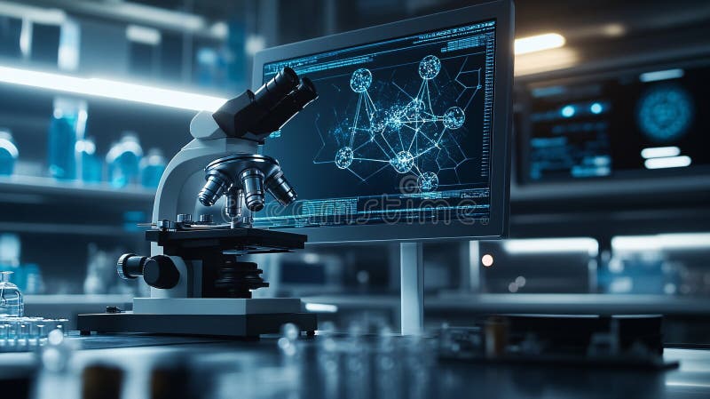 Detailed Microscope Setup in Modern Laboratory Environment Stock ...