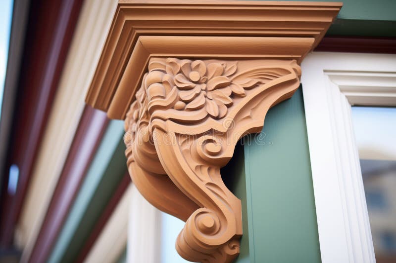 Detailed Shot of Ornate Woodwork on Eave Corbels Stock Image - Image of ...