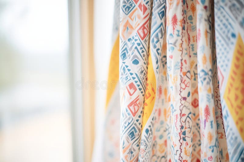 Detailed Shot of Patterned Fabric on a Pulled Back Curtain Stock Image ...