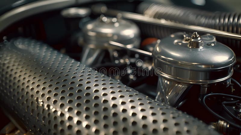 A Detailed Shot of a Perforated Mesh Engine Cover Providing a Glimpse ...