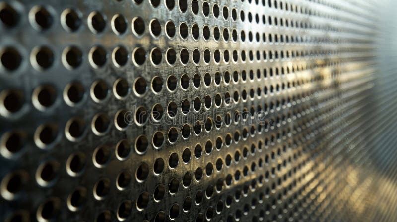 A Detailed Shot of a Perforated Metal Sheet Revealing the Varying Sizes ...