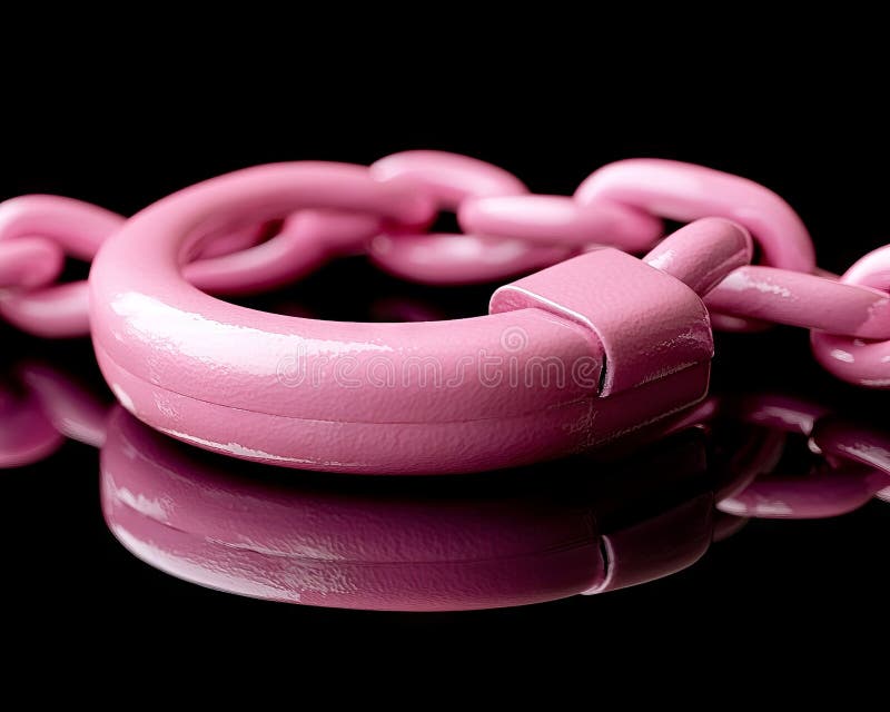 A Detailed Shot of a Pink Lock Connected To a Chain, Set Against a Dark ...