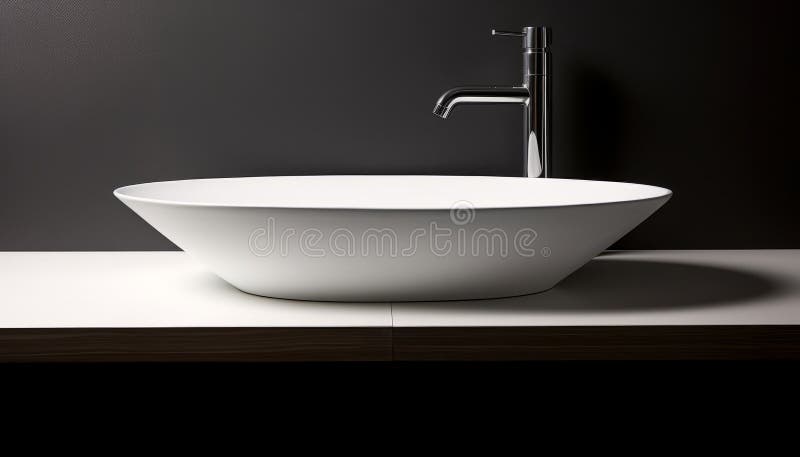 A Detailed Shot of a Pristine White Ceramic Sink with a Minimalist ...