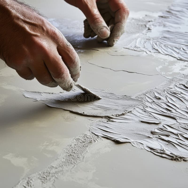 A Detailed Shot of a Professional Worker Applying Plaster with a Putty ...