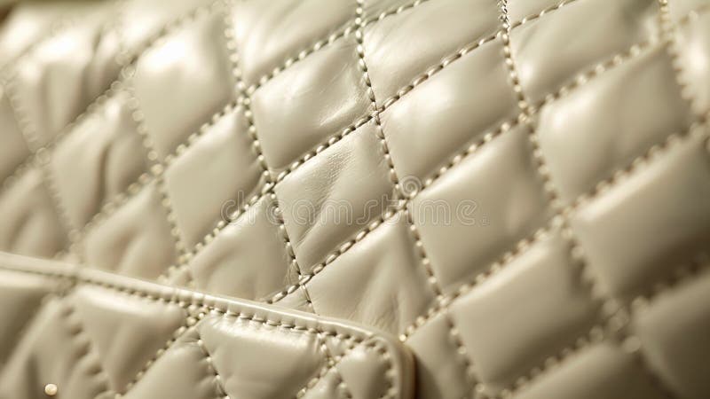A Detailed Shot of the Quilted Pattern on a White Leather Handbag ...