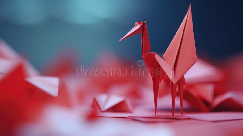 Detailed Shot of a Red Origami Bird. Perfect for Craft Projects Stock ...