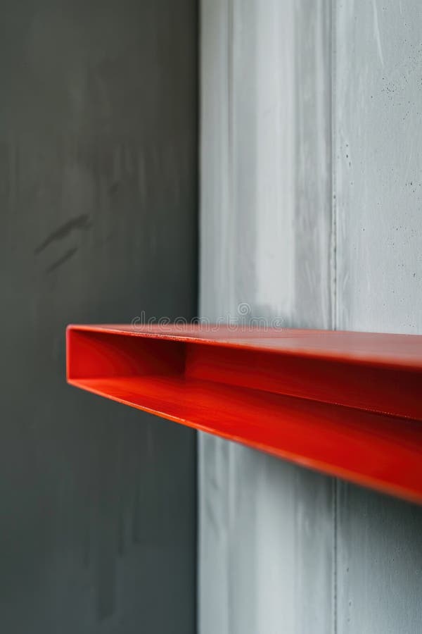 Detailed Shot of a Red Shelf Mounted on a Wall, Suitable for Interior ...