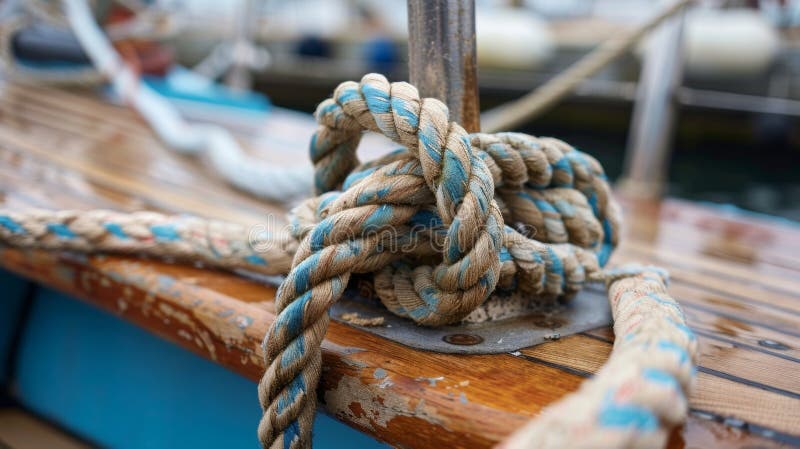 A Detailed Shot of a Rope Tied Off on a Deck Fitting Highlighting the ...