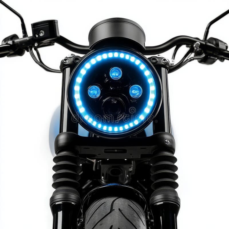 A Detailed Shot of a Round Headlight with a Transparent Lens and ...