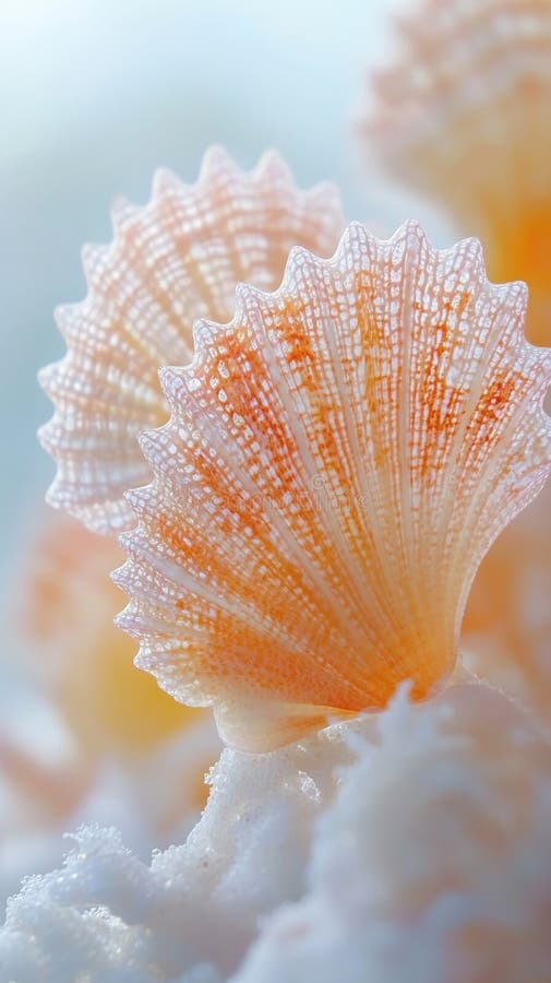 A Detailed Shot of a Seashell with a Spiral Pattern and Gradient Colors ...
