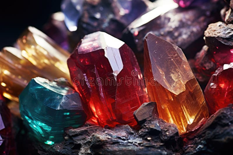 Detailed Shot of Shiny, Raw Minerals on a Rough Surface Stock ...