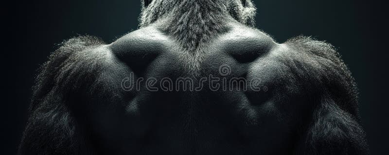 Detailed Shot of a Silverback Gorilla S Powerful Back, Showcasing ...