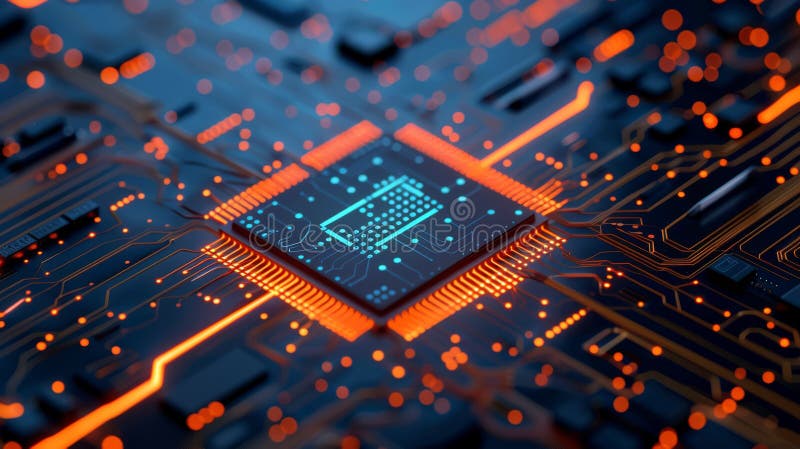 HighTech Microchip Circuit Board for Advanced Computing and ...