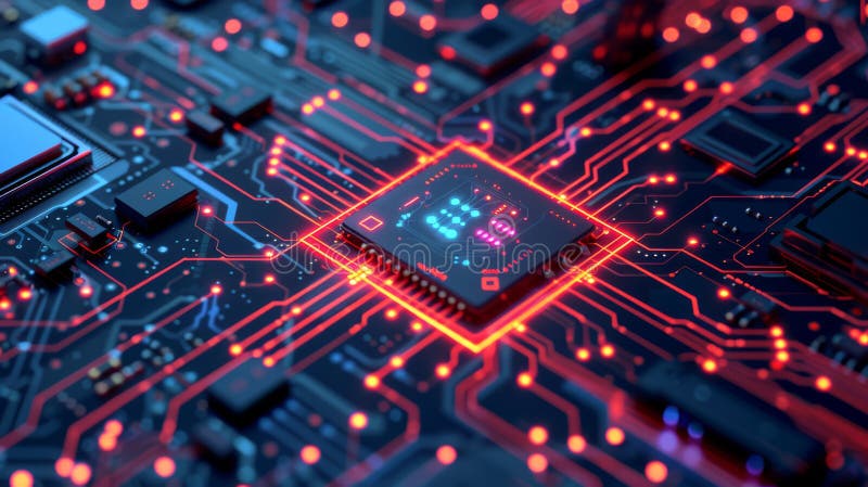 HighTech Microchip Circuit Board for Advanced Computing and ...