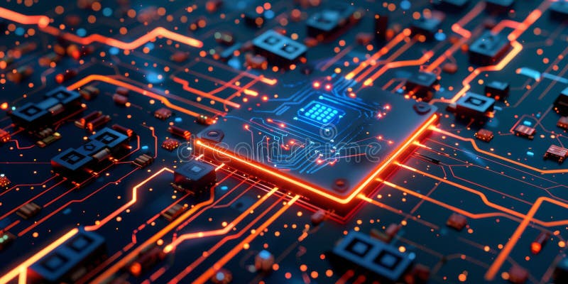 HighTech Microchip Circuit Board for Advanced Computing and ...