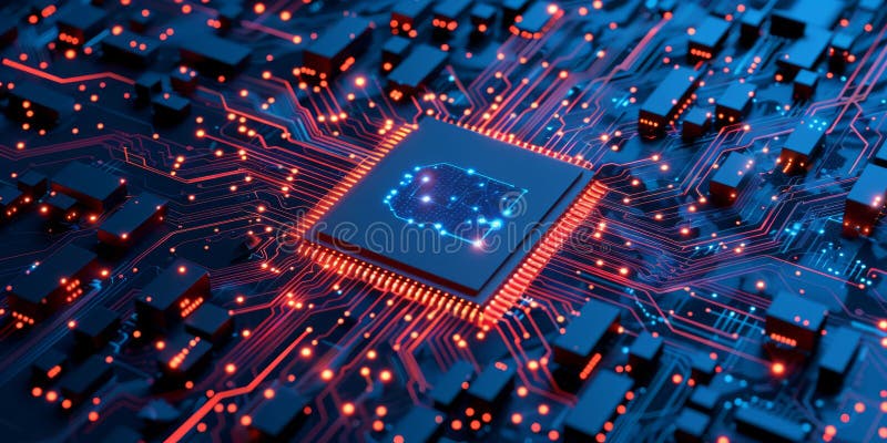 HighTech Microchip Circuit Board for Advanced Computing and ...