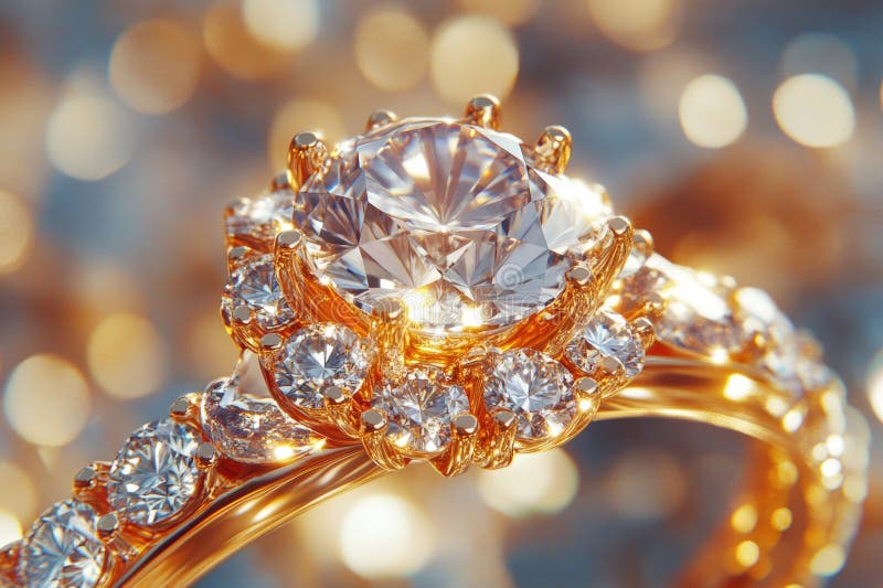A Detailed Shot of a Sparkling Diamond Ring Sitting on a Flat Surface ...