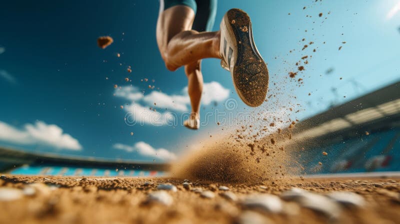Detailed Shot of a Sprinter Accelerating Rapidly, Feet Gripping the ...