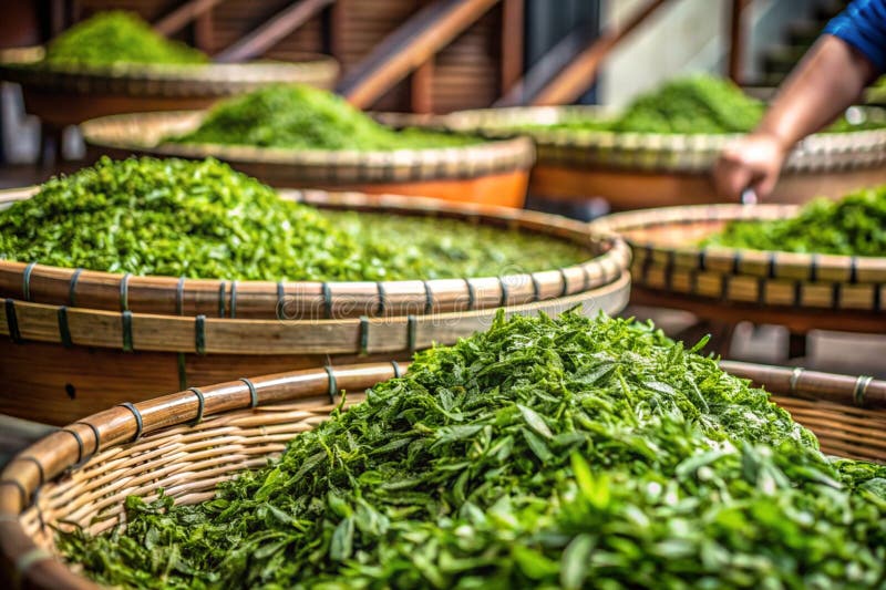 Detailed Shot of Tea Leaf Blending Process Stock Illustration ...