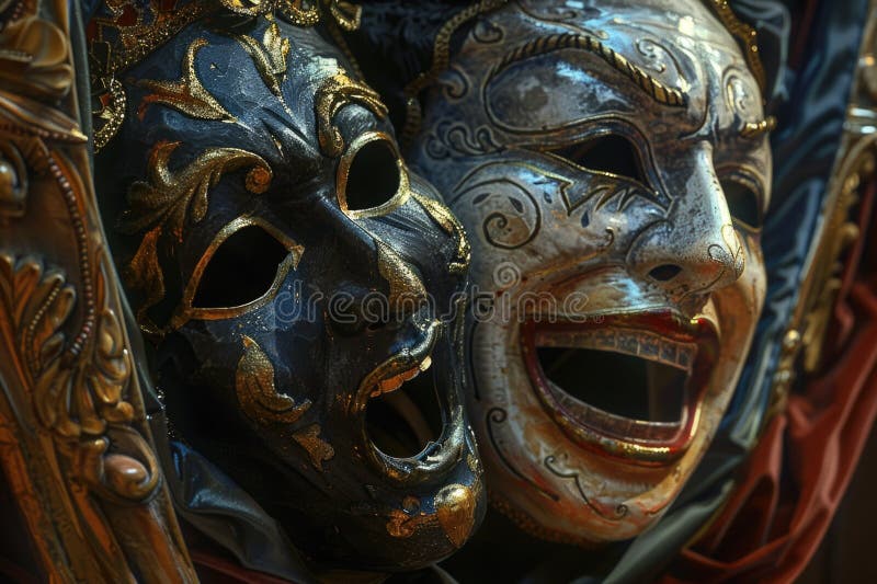 Detailed shot of two masks stock image. Image of face - 351681677