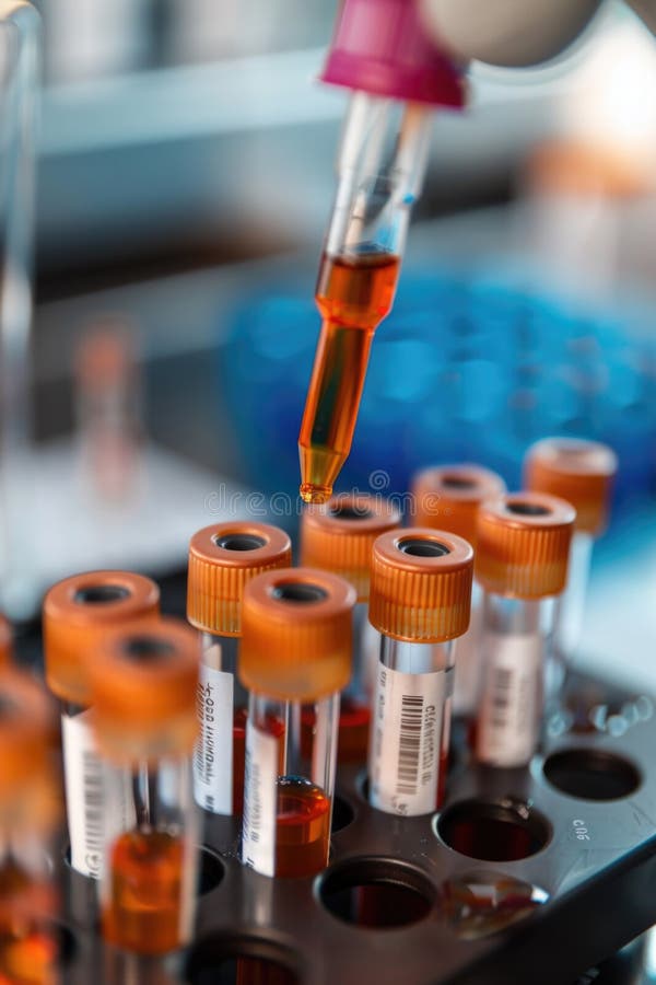 A Detailed Shot of Vials in a Rack, Useful for Illustrating Storage or ...