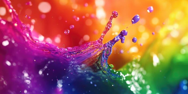 A Detailed Shot of a Vibrant, Multicolored Liquid in a Drop Shape Stock ...