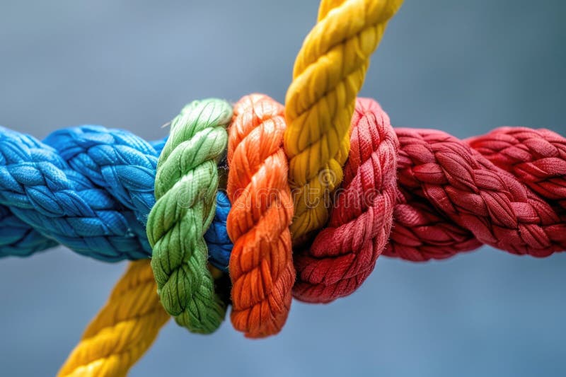 Close-up of Colorful Rope with Knot Stock Illustration - Illustration ...