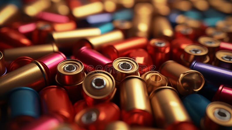 Detailed Shot of Vibrant Shotgun Shells Stock Illustration ...