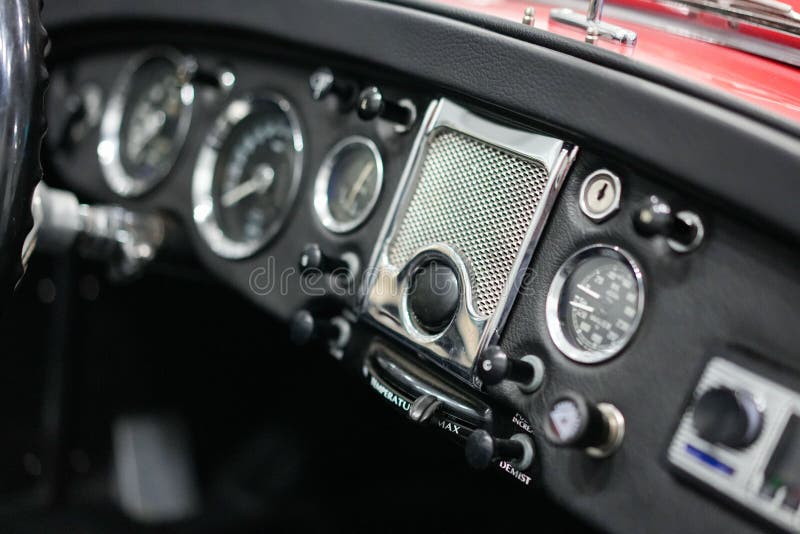 Detailed Shot of a Vintage Classic Car Dashboard Stock Image - Image of ...