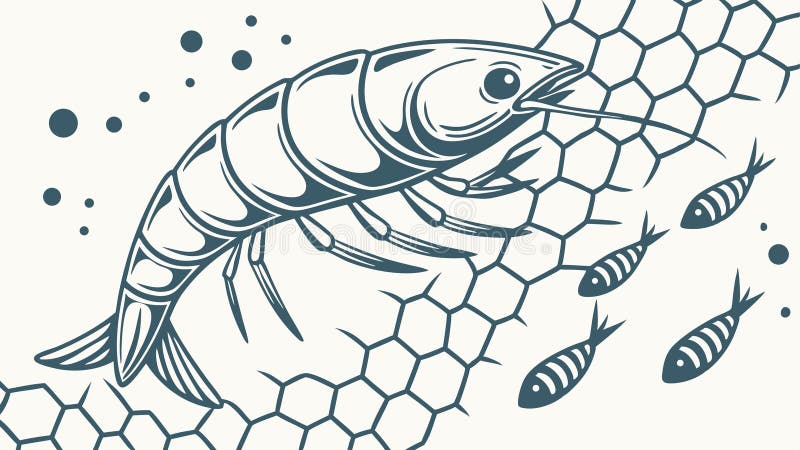 Detailed Shrimp with Geometric Pattern, Abstract Marine Life, Vector ...