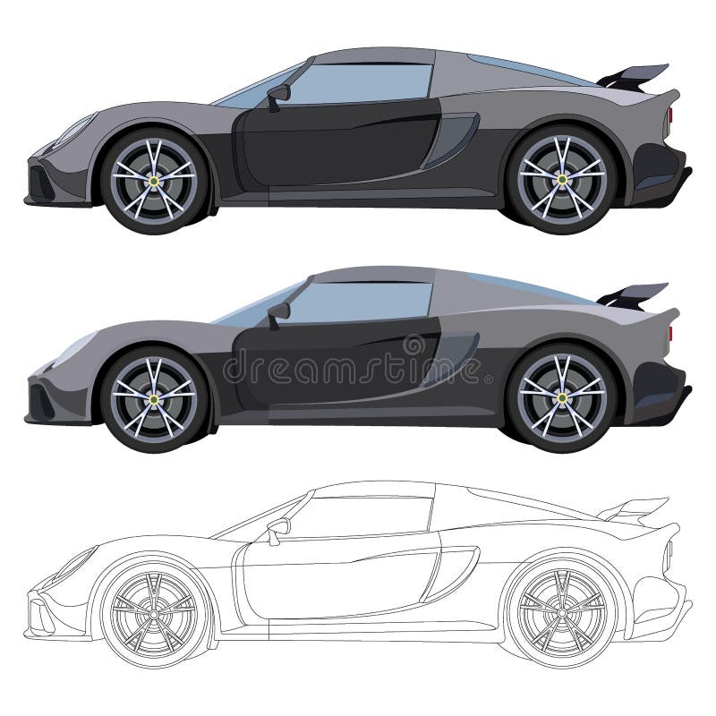 Cool Car Illustration with Details and Shadow Effect Stock Illustration ...