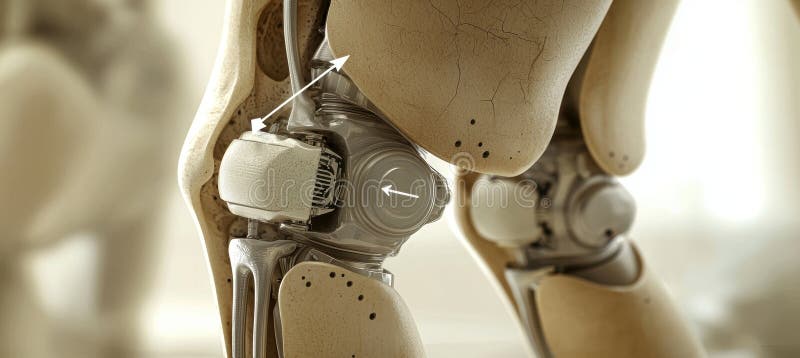 Detailed Side View of Knee Joint Endoprosthesis for Medical Study and ...