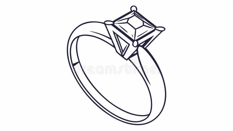 Detailed Side View Outline Illustration of an Engagement Ring Vector ...